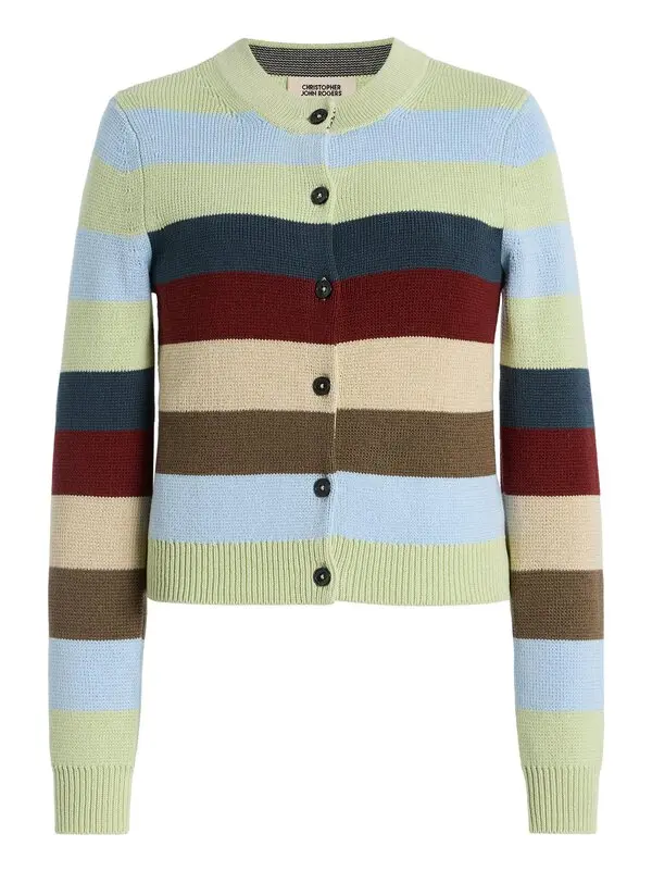Christopher John Rogers Striped Cotton Cardigan - Multi