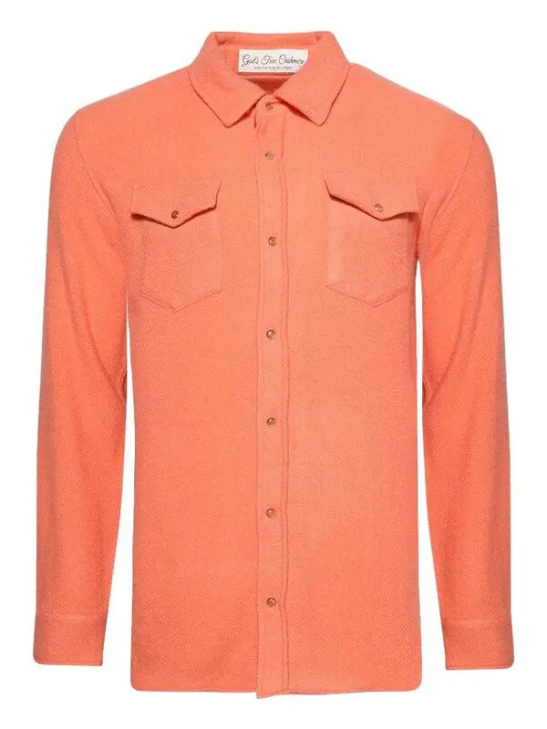 GOD'S TRUE CASHMERE Coraline Solid Cashmere Shirt Sunstone - Orange