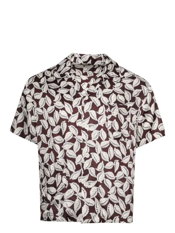 BODE Paper Birch Short Sleeve Shirt White - Brown