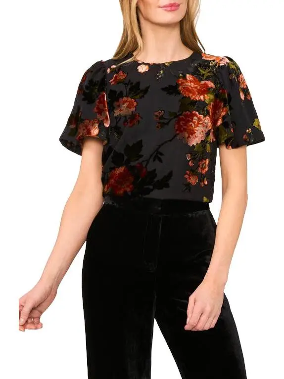 Ted Baker London Velvet Burnout Flutter Sleeve Top - Rich Black 060