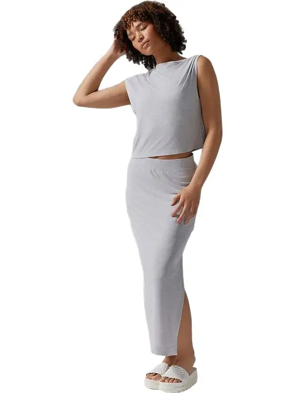 TAVI Brushed Knit Asymmetrical Tee - Ash