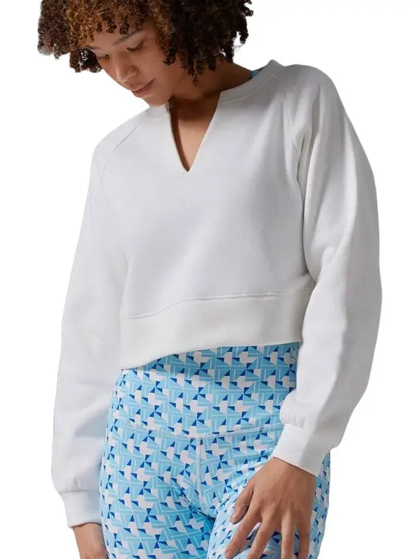 TAVI Easy Breezy V-neck Cotton Fleece Sweatshirt - Coconut
