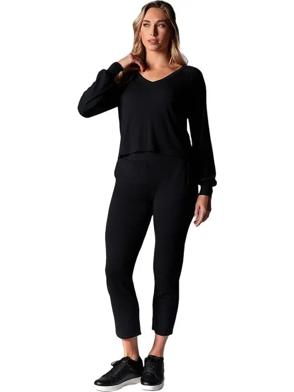 TAVI Ribbed Long Sleeve Top - Ebony
