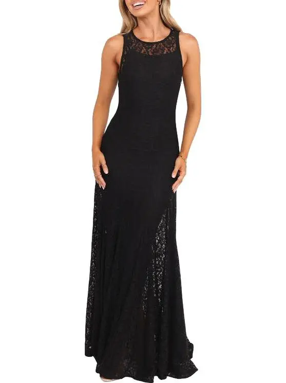 PETAL & PUP Keani Lace Maxi Dress - Black Lace