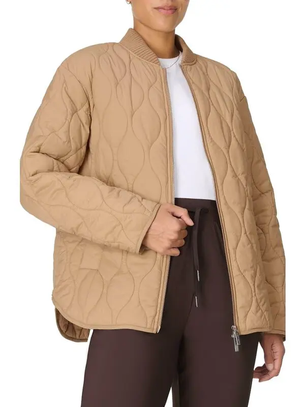 Sweaty Betty On The Move Quilted Jacket - Golden Beige