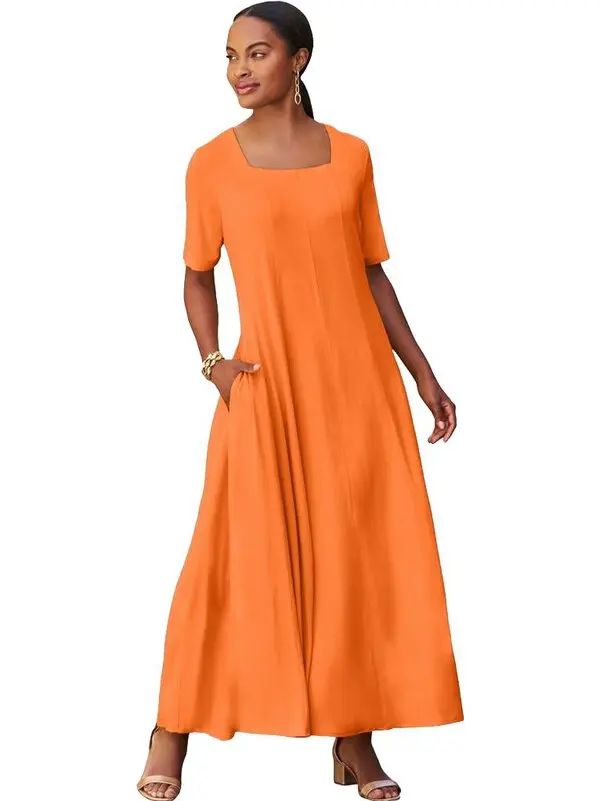 JESSICA LONDON Square Neck Maxi Dress - Orange Twist