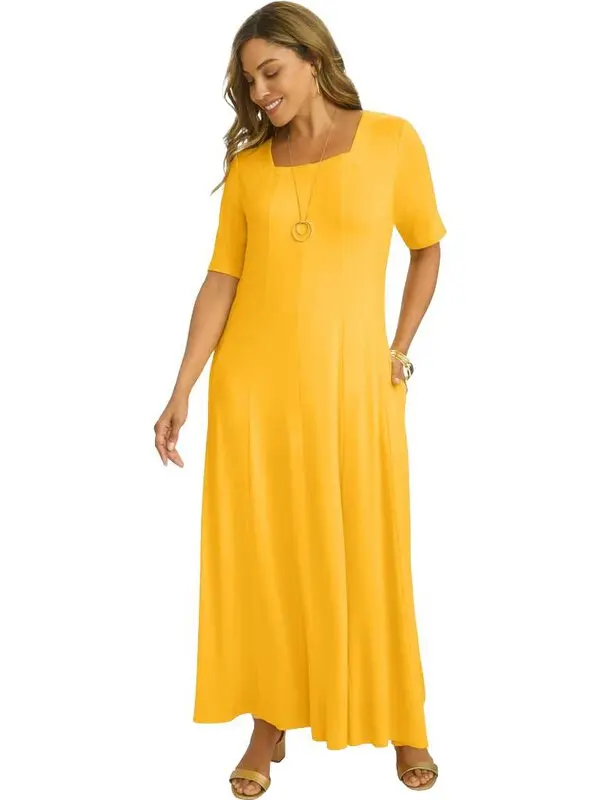 JESSICA LONDON Square Neck Maxi Dress - Sunset Yellow