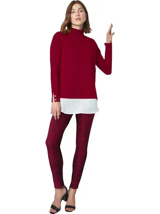 JESSICA LONDON Mixed Media Ponte Top - Rich Burgundy