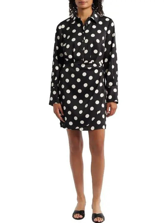 Sam Edelman Polka Dot Faux-wrap Shirtdress - Black/white