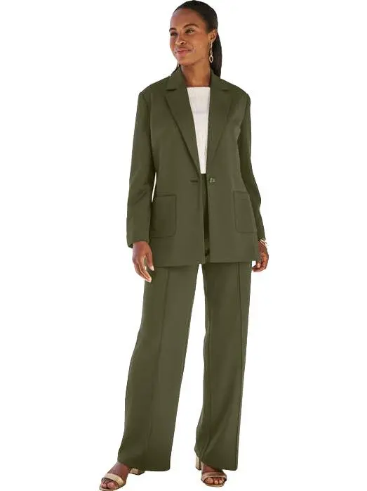 JESSICA LONDON Perfectease Crepe Blazer - Dark Olive Green