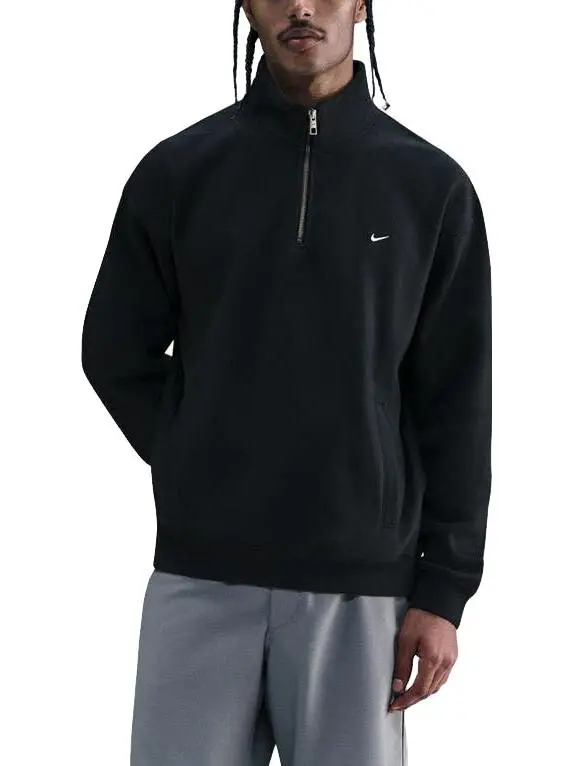 Nike Solo Swoosh Fleece Quarter-zip Pullover - Black/white
