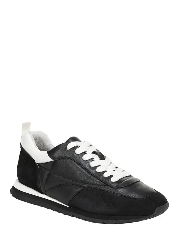 FAVORITE DAUGHTER Sophia Lace-up Sneakers - Black/snow White Leather