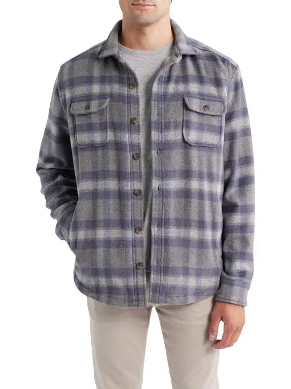 Johnnie-o Hassler Fleece-lined Plaid Wool-blend Flannel Shirt Jacket - Light Gray