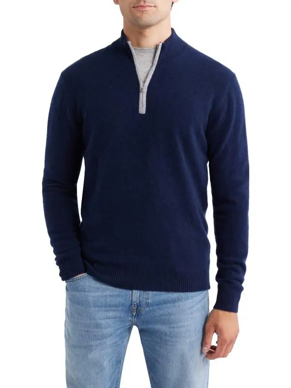 Johnnie-o Niccolo Cashmere Quarter Zip Sweater - Navy