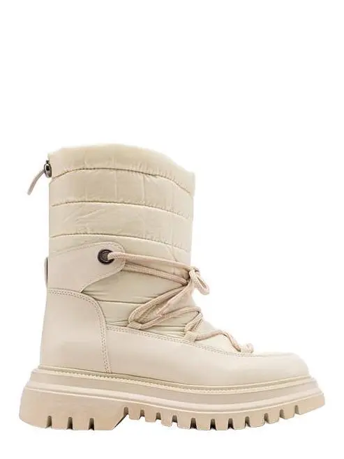 PROLOGUE SHOES Weld Snow Boots - Beige Faux Leather