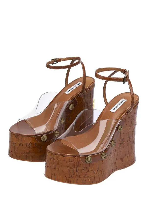 NAKED WOLFE Tiger-lilly Wedge Clog Heels - Clear