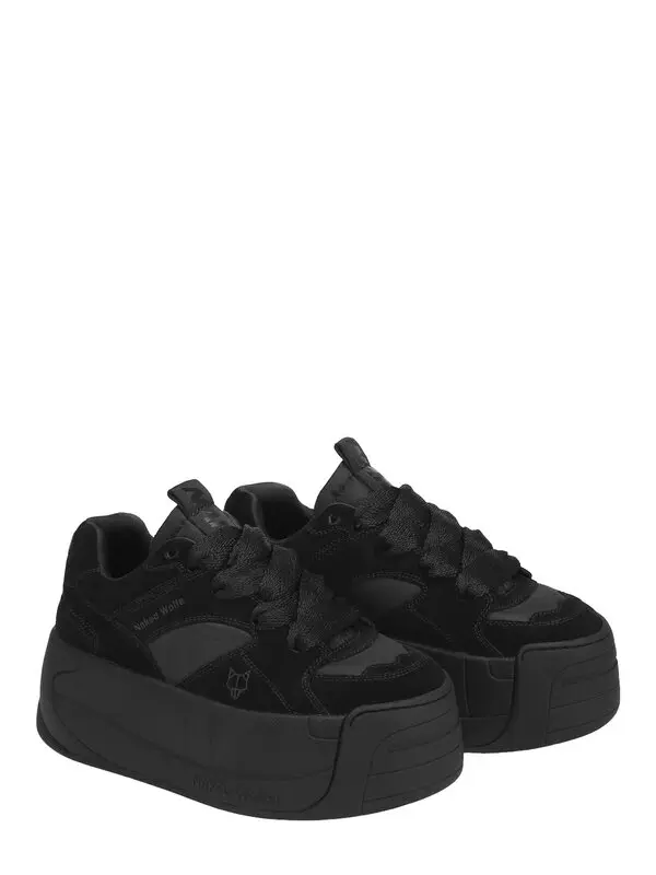 NAKED WOLFE Snatch Leather And Suede Sneakers - Black