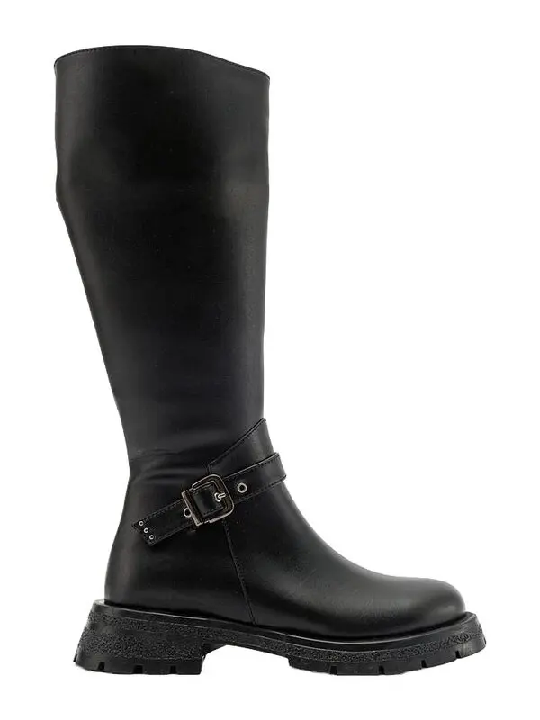 PROLOGUE SHOES Covela Knee High Boots - Black Faux Leather