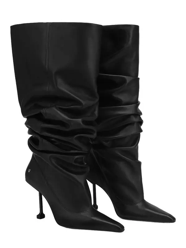 NAKED WOLFE Vern Crinkle Patent Leather Boots - Black