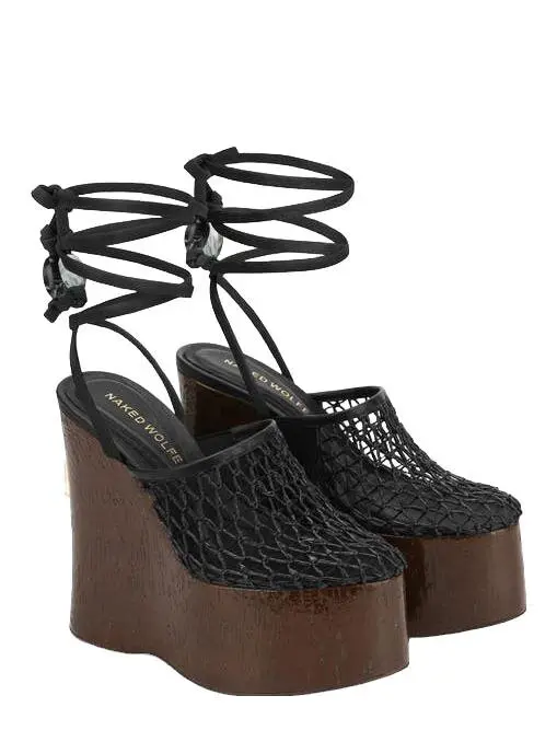NAKED WOLFE Iris Wedge Clog Heel - Black