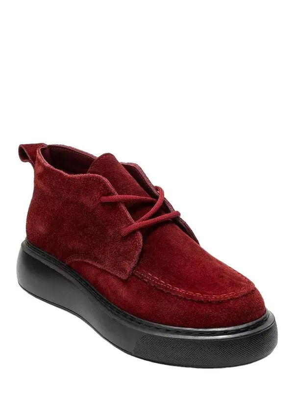 FOREVER & ALWAYS SHOES Lilya Leather Chukka Boot - Burgundy Faux Leather