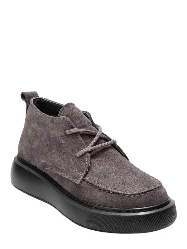 FOREVER & ALWAYS SHOES Lilya Leather Chukka Boot - Grey Suede Faux Leather