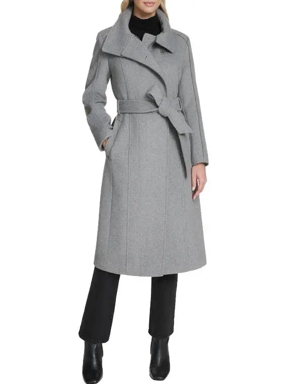 Cole Haan Wool-blend Asymmetric Zip Coat - Medium Grey