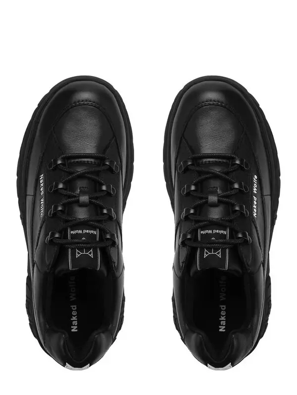 NAKED WOLFE Sporty Leather Platform Sneakers - Black