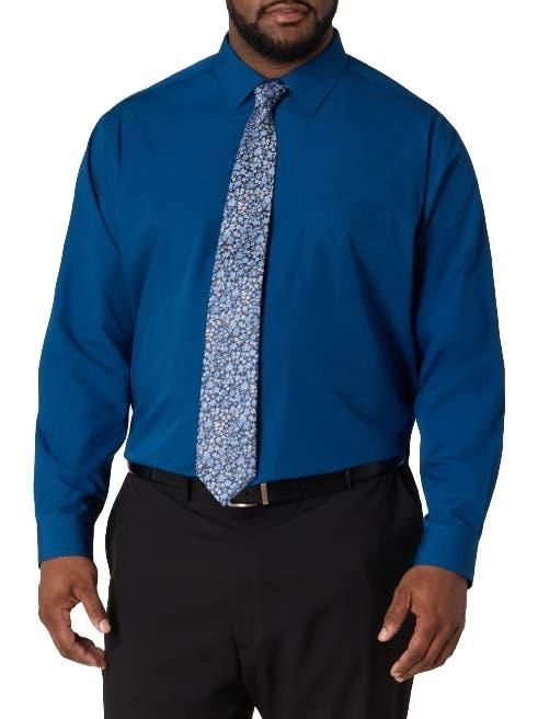SYNRGY BY DXL Big & Tall Performance Solid Dress Shirt - Poseidon