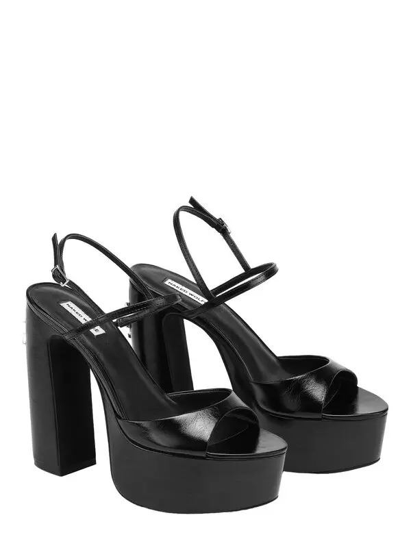NAKED WOLFE Fire Satin Peep Toe Heels - Black