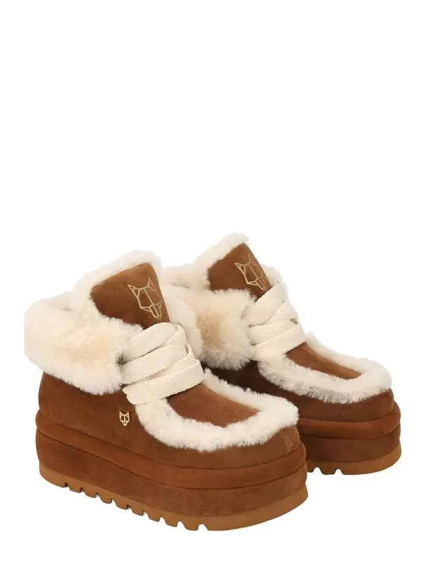 NAKED WOLFE Bambi Suede And Shearling Boots - Tan
