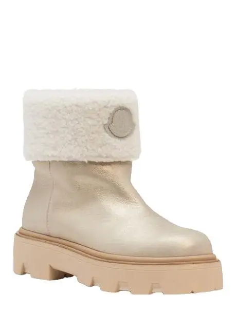 Moncler Aurea Genuine Shearling-lined Boots - Metallic Pale Silver