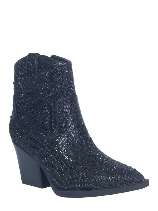 LAUREN LORRAINE Dale Rhinestone Ankle Boots - Black