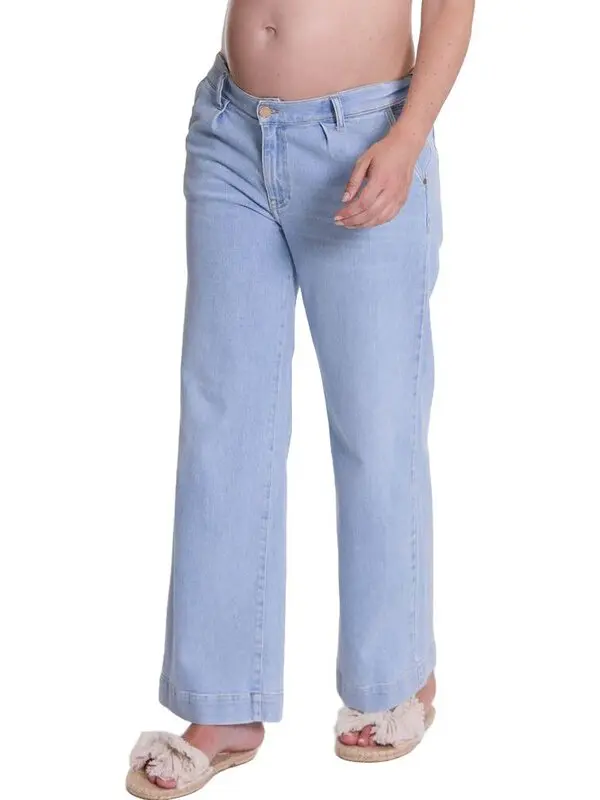 CACHE COEUR Kelly Wide Leg Maternity And Post Partum Jeans - Light Blue
