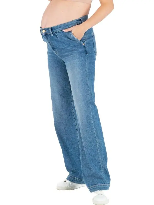 CACHE COEUR Kelly Wide Leg Maternity And Post Partum Jeans - Mid Blue