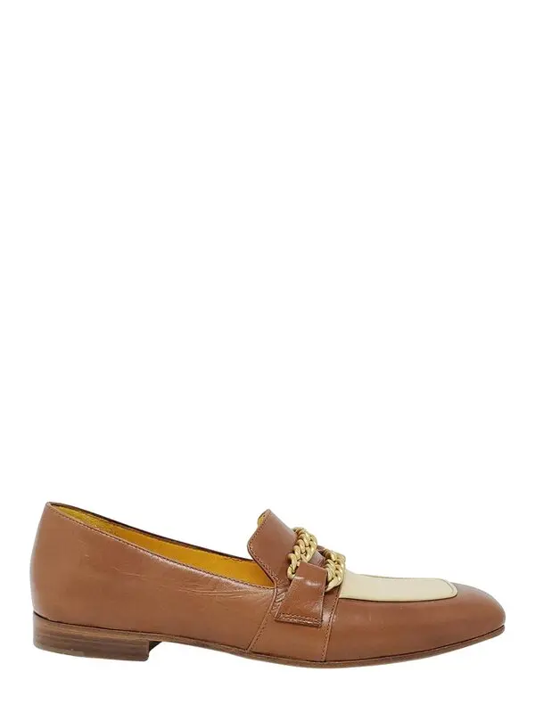 MADISON MAISON Flat Loafer With Chain - Tan/creame