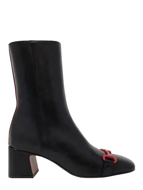 MADISON MAISON Back Stripe Horse Bit Buckle Boots - Black
