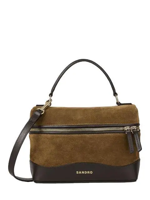 Sandro Tangolino Leather And Suede Vanity Bag - Camel
