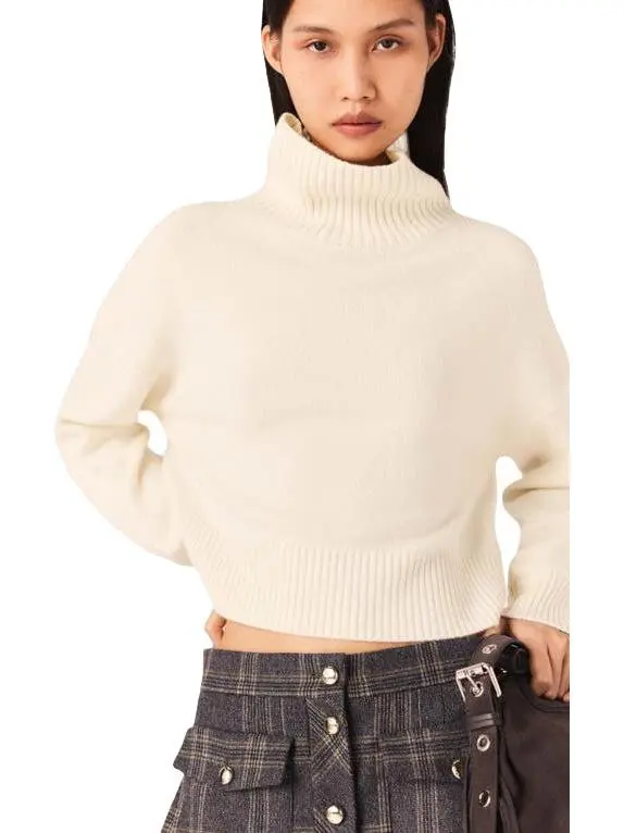 Maje High-neck Cashmere Sweater - Ecru