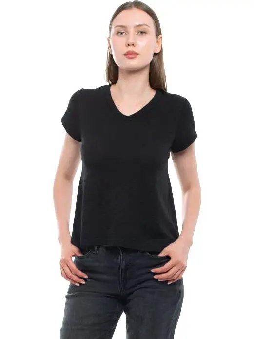 WILT CLOTHING V-neck Short Sleeve Baby Tee - Black
