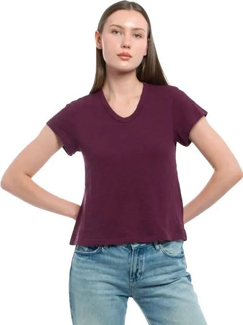 WILT CLOTHING V-neck Short Sleeve Baby Tee - Dark Fig