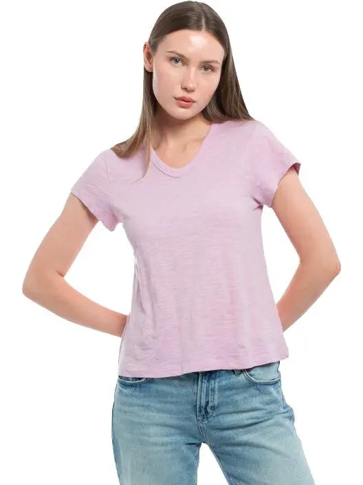 WILT CLOTHING V-neck Short Sleeve Baby Tee - Mauve Mist