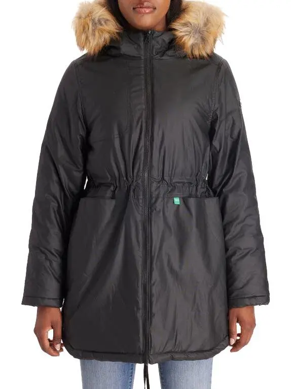 MODERN ETERNITY 3-in-1 Maternity Parka With Faux Fur Trim - Black