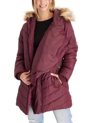 MODERN ETERNITY 3-in-1 Maternity Coat With Removable Hood - Burgundy
