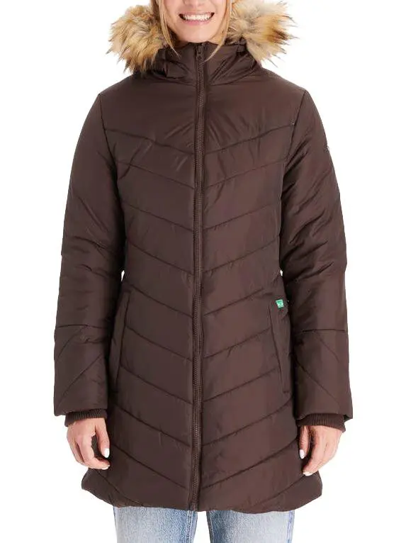 MODERN ETERNITY Faux Fur Trim Convertible Puffer Jacket - Dark Chocolate