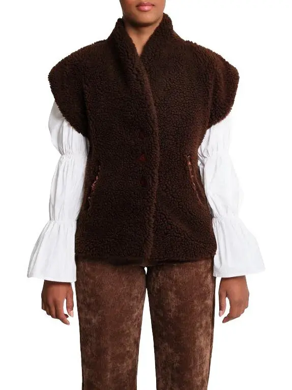 THE LULO PROJECT Faux Shearling Vest - Chocolate 18