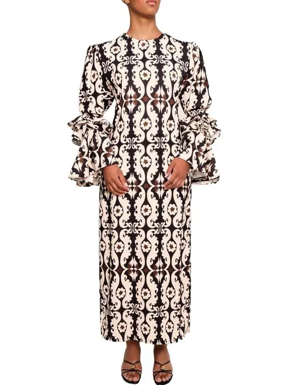 THE LULO PROJECT Makeda Paisley Long Sleeve Crepe Maxi Dress - Maxi Paisley