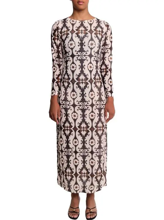THE LULO PROJECT Nellas Paisley Long Sleeve Mesh Maxi Dress - Maxi Paisley