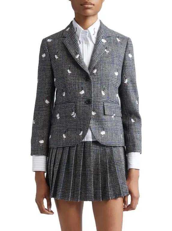 Thom Browne Prince Of Wales Hunting Goose Fit Sport Coat - Medium Grey