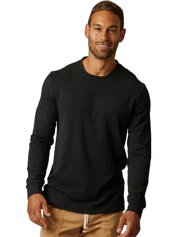 LEISURE LAB Long Sleeve Slub T-shirt - Matte Black